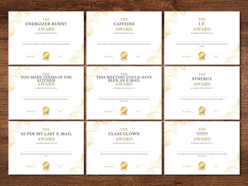 Funny Office Awards Employee Award Business Award Work Award - Etsy