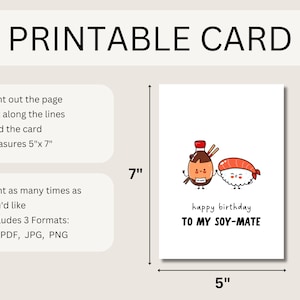 PRINTABLE Funny Birthday Card - Soy Mate Card - Pun Birthday Card ...