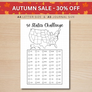 50 States Challenge PRINTABLE Journal Page Planner Page Travel ...