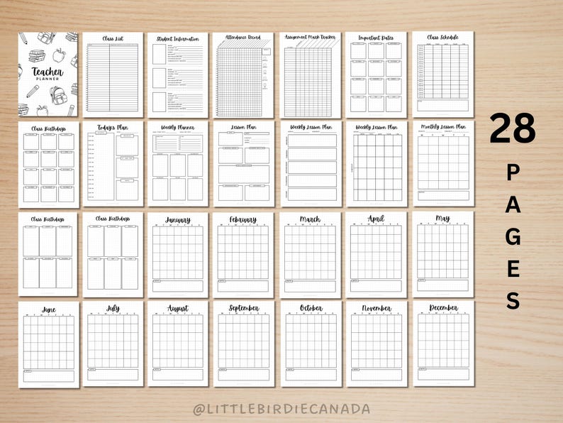 Teacher Planner Bundle - PRINTABLE Teacher Journal Pages - Teacher ...