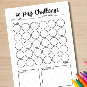 30 Day Challenge - PRINTABLE Journal Page - Choose Your Challenge - 30 ...