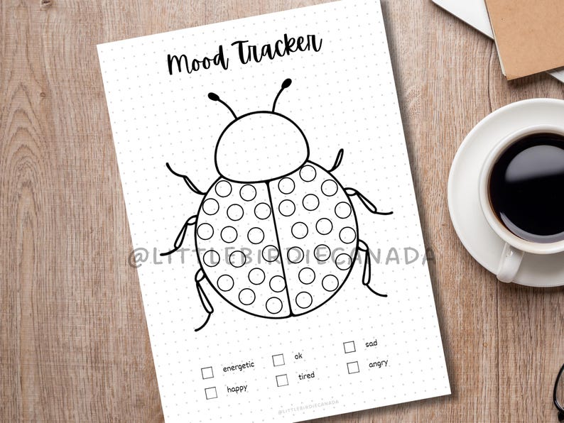Ladybug Mood Tracker - PRINTABLE Journal Page - Ladybug Theme - Digital ...