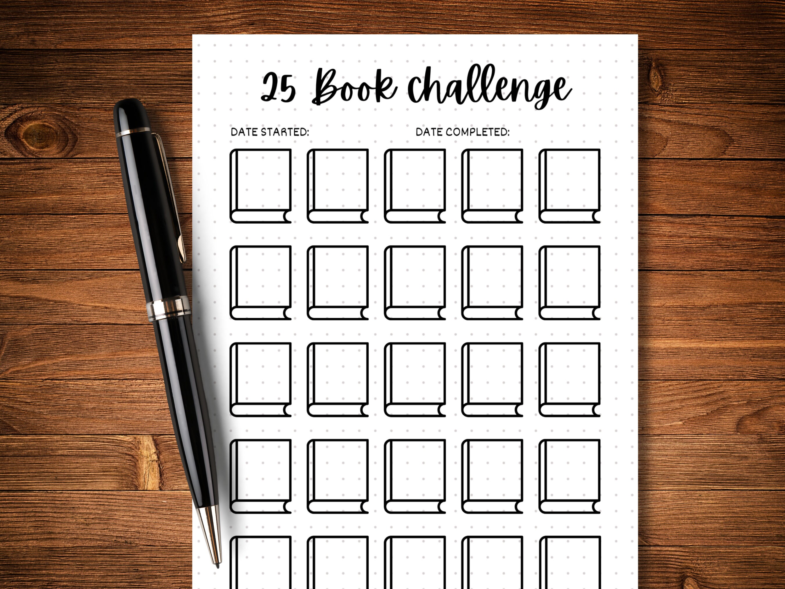 25 Book Reading Challenge - PRINTABLE Journal Page - Reading Tracker ...