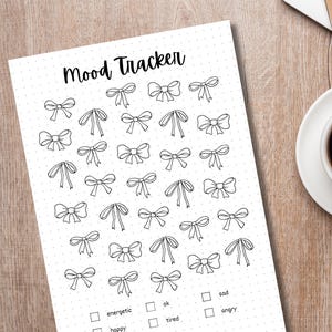 Bows Mood Tracker - PRINTABLE Journal Page - Planner Page - Feelings ...