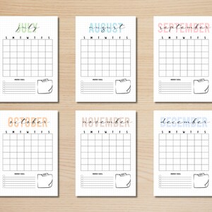 12 Month Calendar Pages - A5 Journal Monthly Calendar Template ...