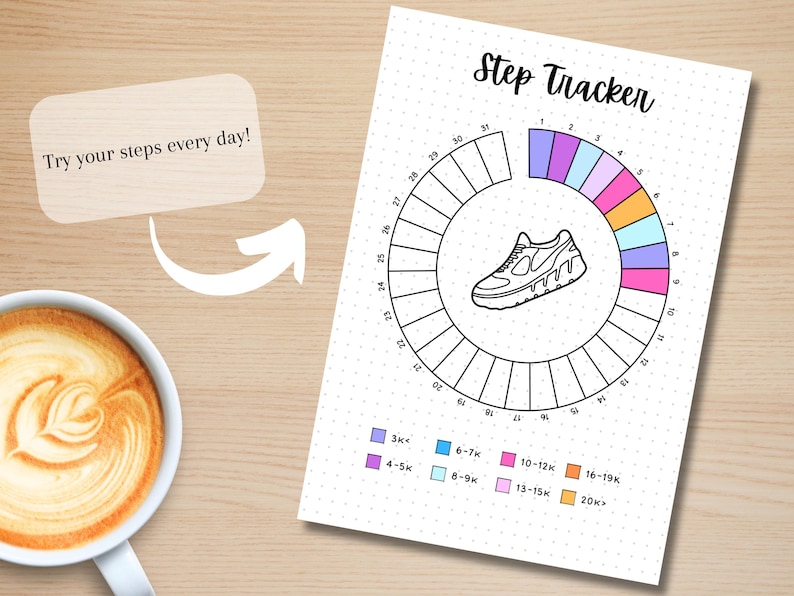 Step Tracker Monthly - PRINTABLE Journal Page - Planner Page - Fitness ...
