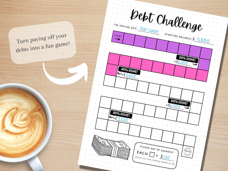 Debt Challenge - PRINTABLE Journal Page - Planner Page - Debt Tracker ...