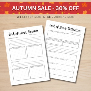 End of Year Reflection PRINTABLE Journal Page End of Year Review Yearly ...