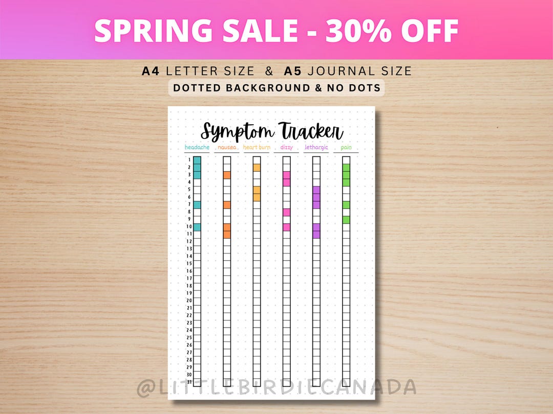 Monthly Symptom Tracker - PRINTABLE Journal Page - Health Tracker ...