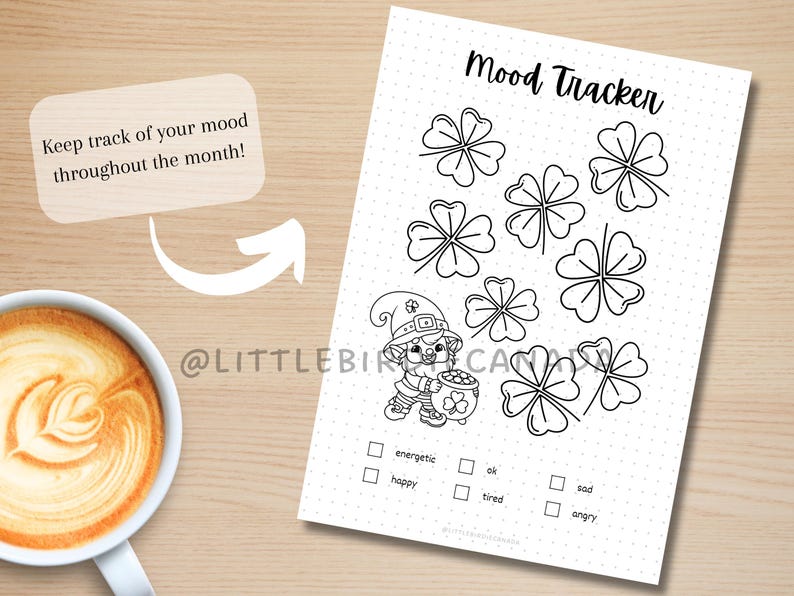 Four Leaf Clover Mood Tracker - PRINTABLE Journal Page - St Patricks ...