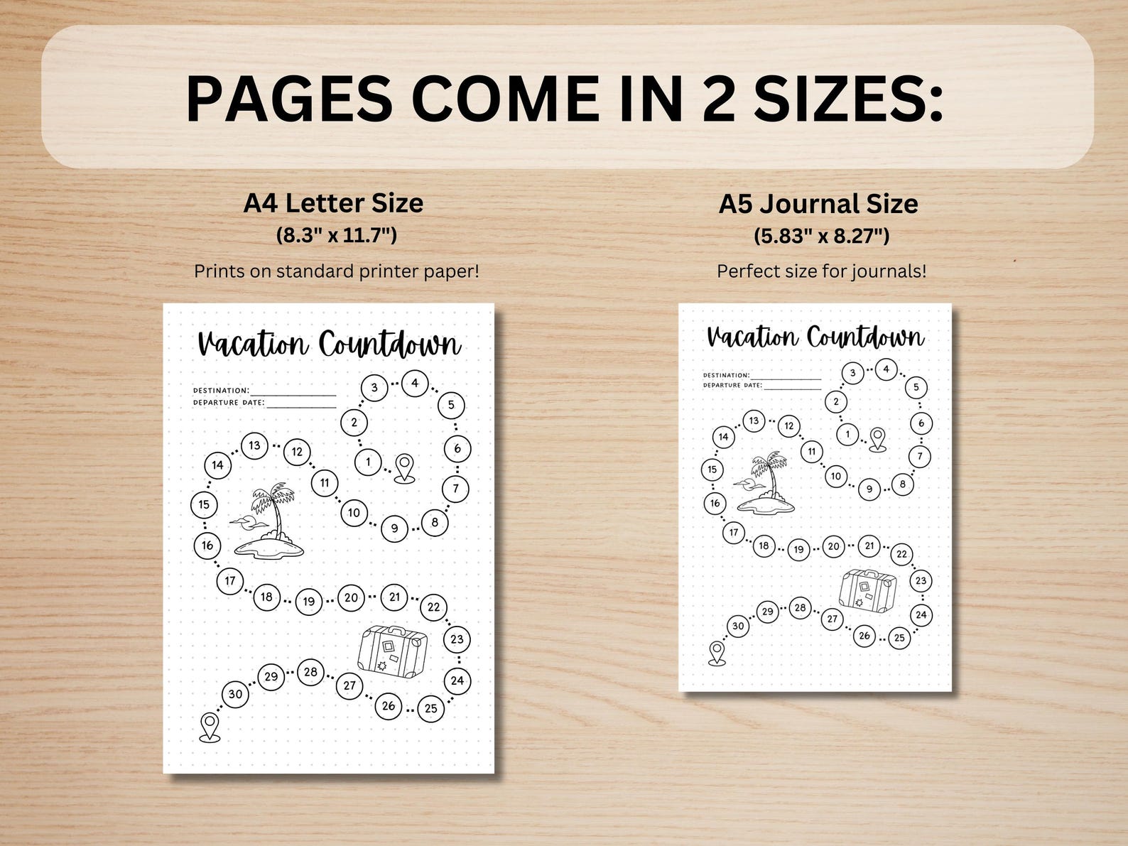 Vacation Countdown - PRINTABLE Journal Page - Countdown to Vacation ...
