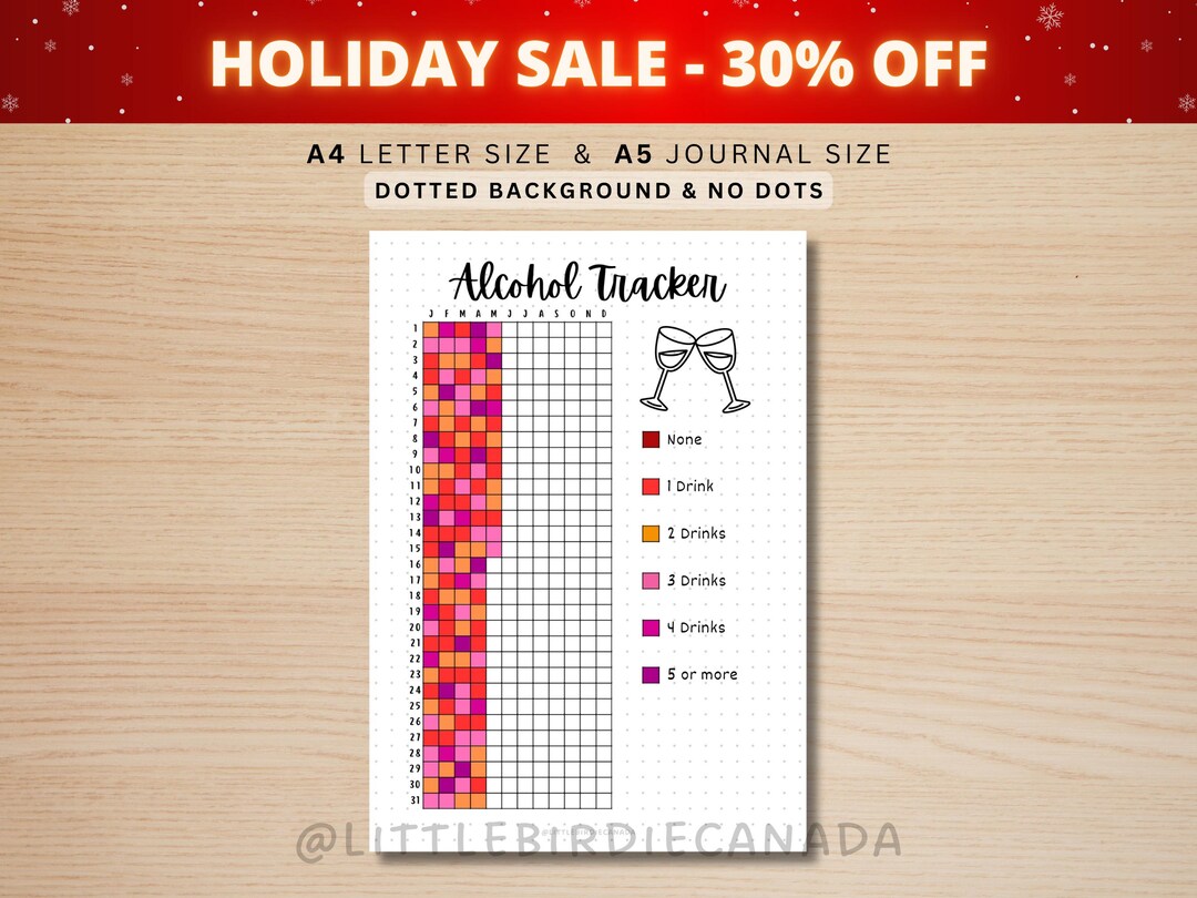 Alcohol Tracker Yearly PRINTABLE Journal Page Planner Page Yearly ...