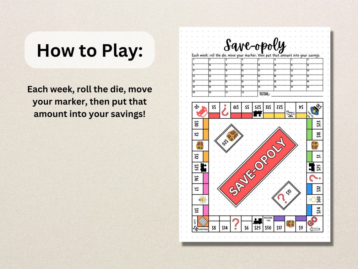 Saveopoly Savings Challenge Printable Bullet Journal Savings - Etsy Canada