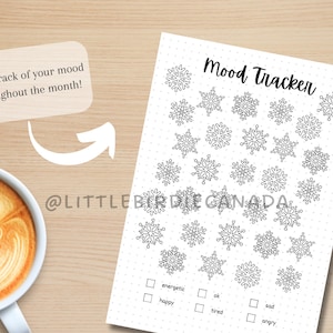 Snowflake Mood Tracker - PRINTABLE Journal Page - Planner Page ...