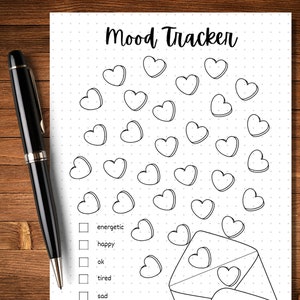 Heart Mood Tracker - PRINTABLE Journal Page - Planner Page - Feelings ...