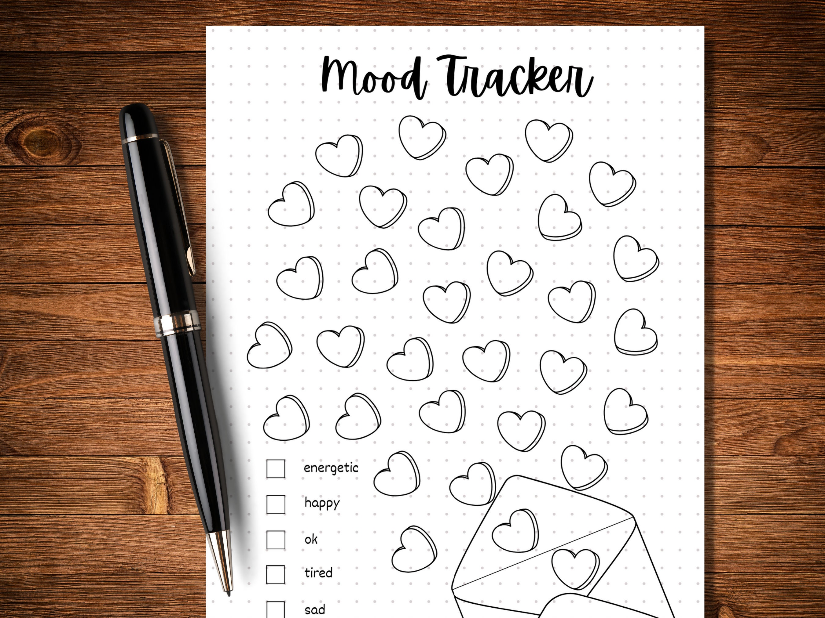 Heart Mood Tracker - PRINTABLE Journal Page - Planner Page - Feelings ...