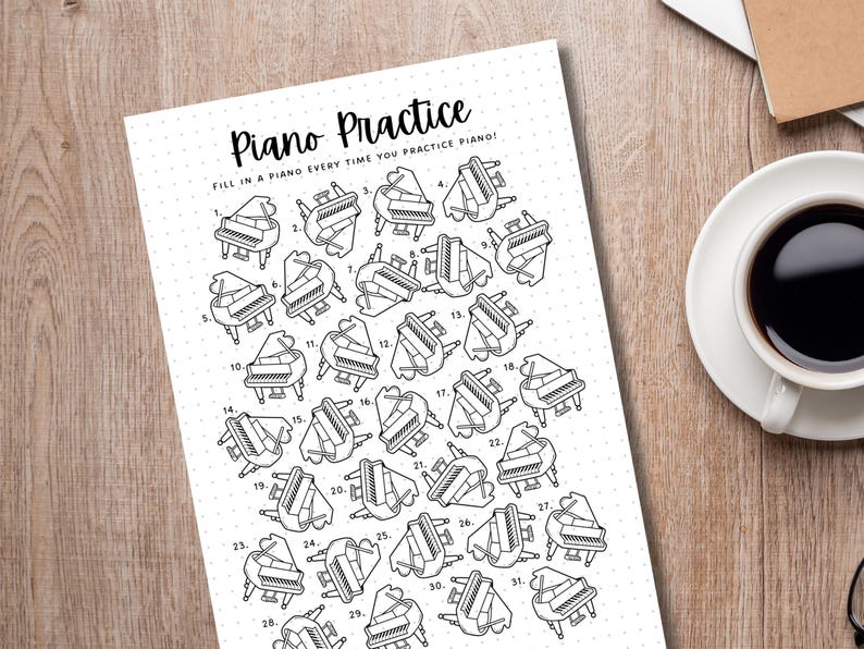 Piano Practice Tracker - PRINTABLE Journal Page - Habit Tracker - Music ...
