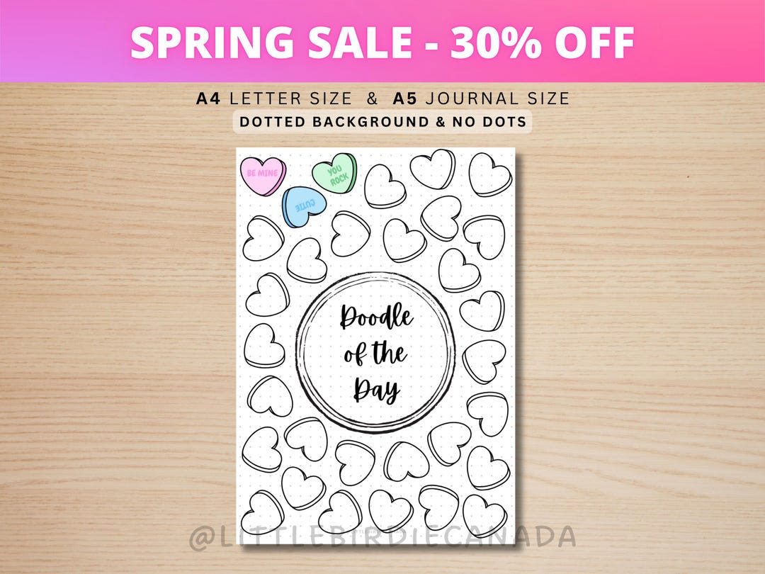 Candy Hearts Doodle of the Day - PRINTABLE Journal Page - Planner Page ...