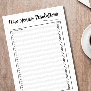 New Years Resolutions - PRINTABLE Journal Page - Yearly Goal Planner ...