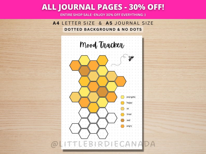 Honeycomb Mood Tracker - PRINTABLE Journal Page - Planner Page ...