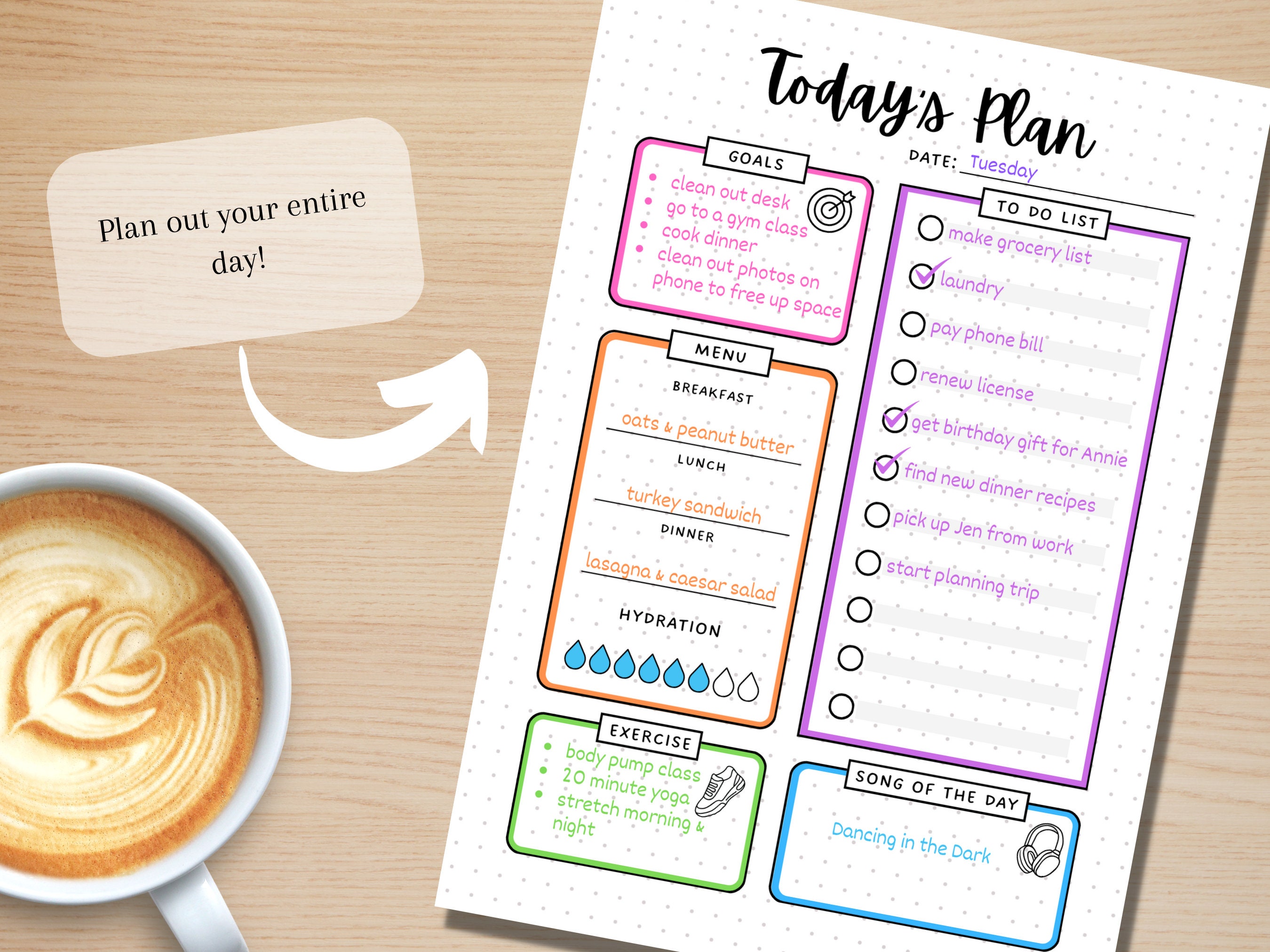 Todays Plan - Daily Planner Page - Daily Agenda Pages - PRINTABLE ...