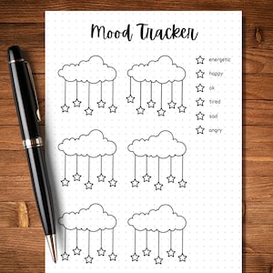 Cloud and Stars Mood Tracker - PRINTABLE Journal Page - Planner Page ...