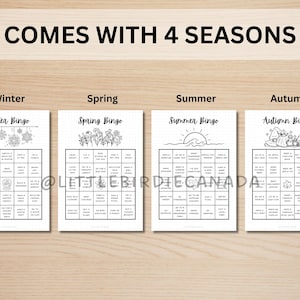 Seasonal Bingo Bundle - PRINTABLE Journal Pages - Winter Bingo - Summer ...