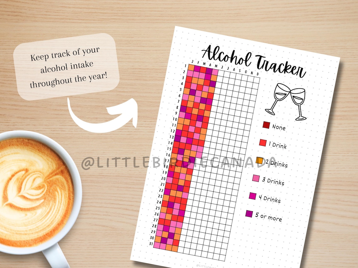 Alcohol Tracker Yearly - PRINTABLE Journal Page - Planner Page - Yearly ...