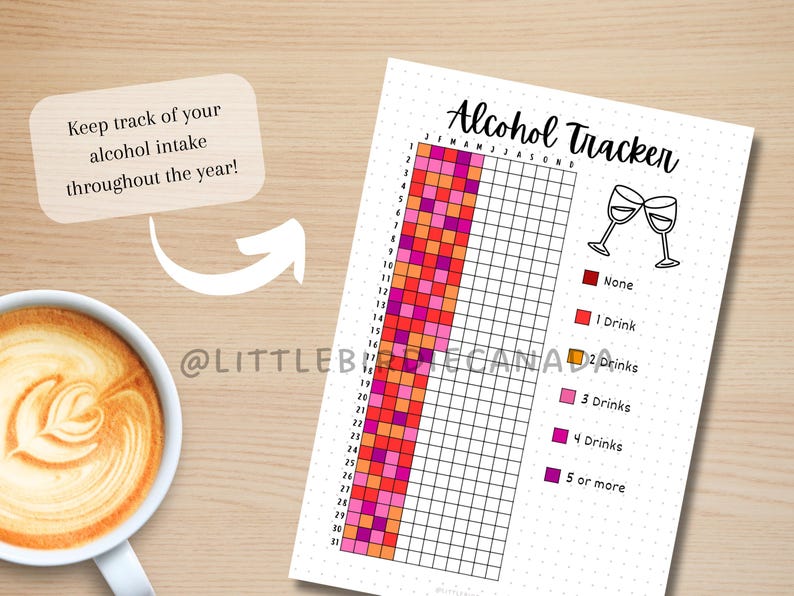 Alcohol Tracker Yearly - PRINTABLE Journal Page - Planner Page - Yearly ...