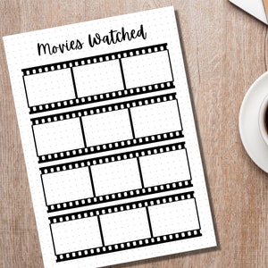 Movie Tracker - PRINTABLE Journal Page - Printable Planner Page - Track ...