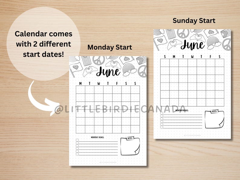 June Title Page and Calendar - PRINTABLE Calendar - Pride Theme ...