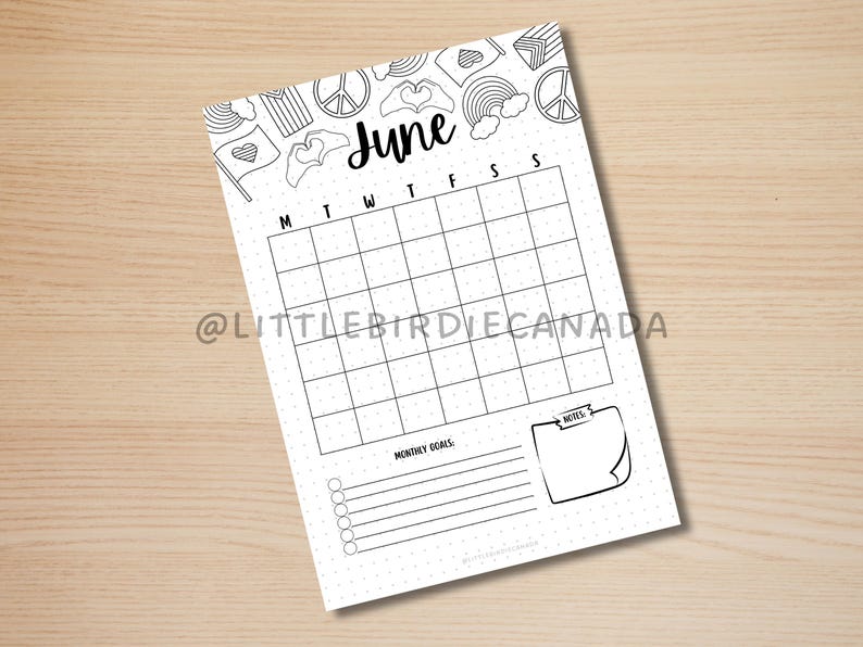 June Title Page and Calendar - PRINTABLE Calendar - Pride Theme ...