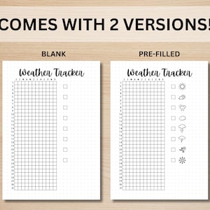 Weather Tracker - PRINTABLE Journal Page - Planner Page - Yearly ...