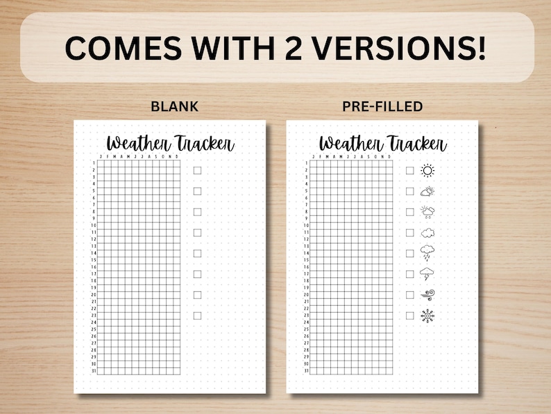 Weather Tracker - PRINTABLE Journal Page - Planner Page - Yearly ...