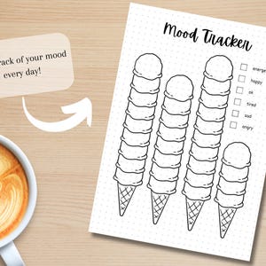 Ice Cream Mood Tracker PRINTABLE Journal Page Planner Page Feelings ...
