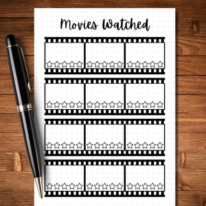 Movie Tracker - PRINTABLE Journal Page - Printable Planner Page - Track ...