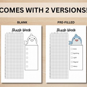 Shark Week - Period Tracker - PRINTABLE Journal Page - Planner Page ...
