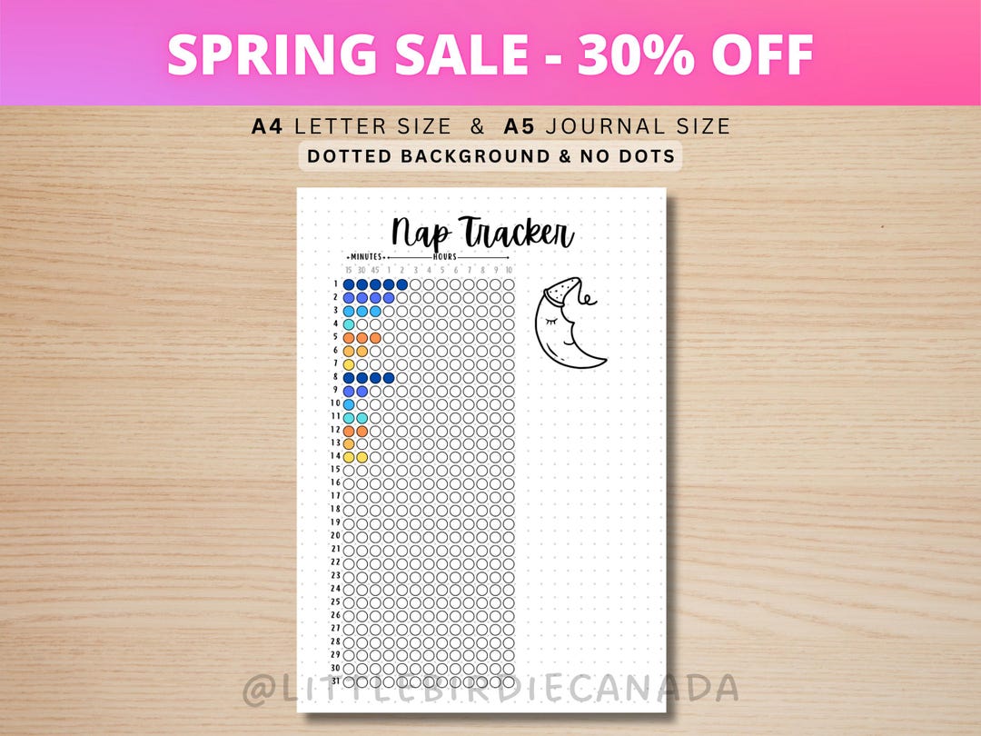 Nap Tracker Monthly - PRINTABLE Journal Page - Track Sleep - Sleep Log ...
