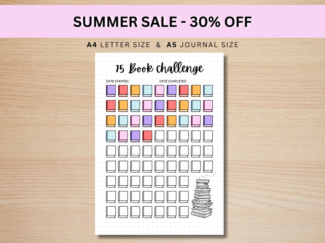 75 Book Reading Challenge PRINTABLE Journal Page Reading Tracker ...