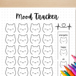 Cat Mood Tracker A5 Journal Page PRINTABLE Tracker Daily Tracker Daily ...