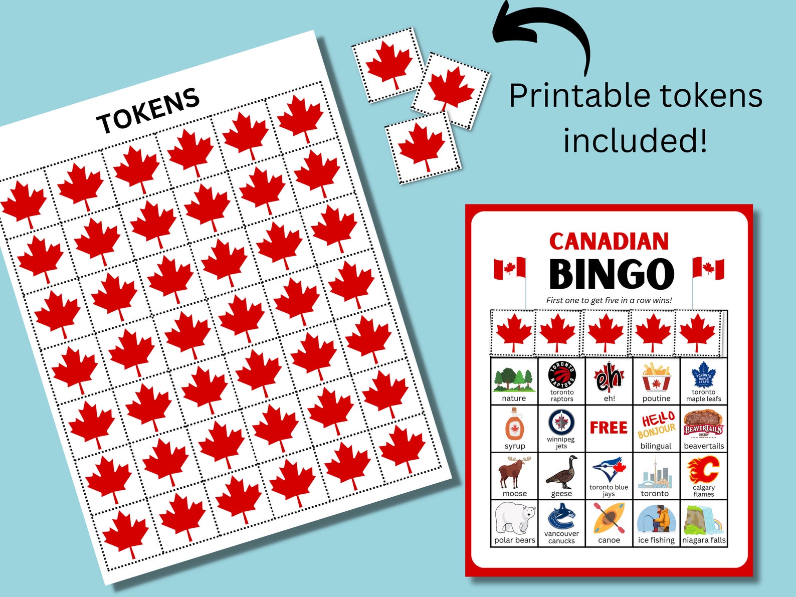 Canada Bingo Game Canadian Bingo Canada Day Activity Summer Game for ...