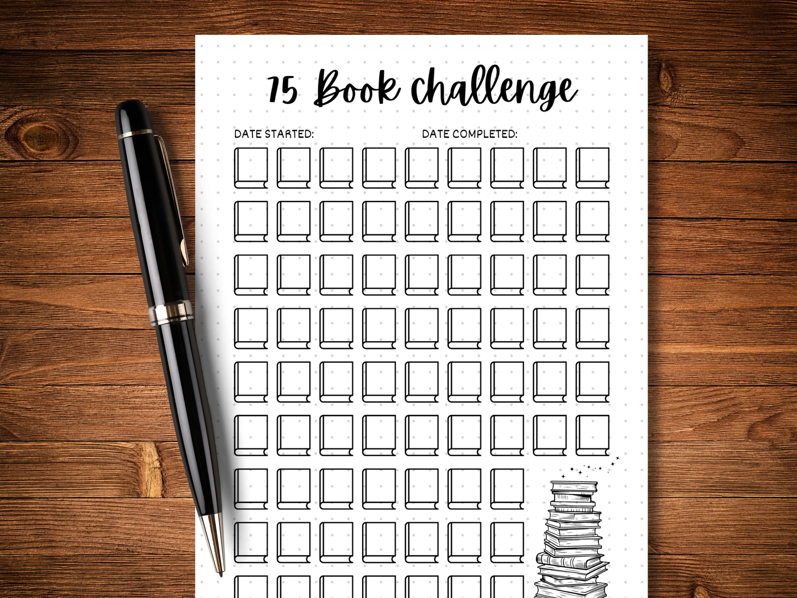 75 Book Reading Challenge - PRINTABLE Journal Page - Reading Tracker ...