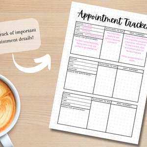 Appointment Tracker - PRINTABLE Journal Page - Medical Tracker - Health ...