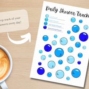 Daily Shower Tracker - PRINTABLE Journal Page - Planner Page - Daily ...