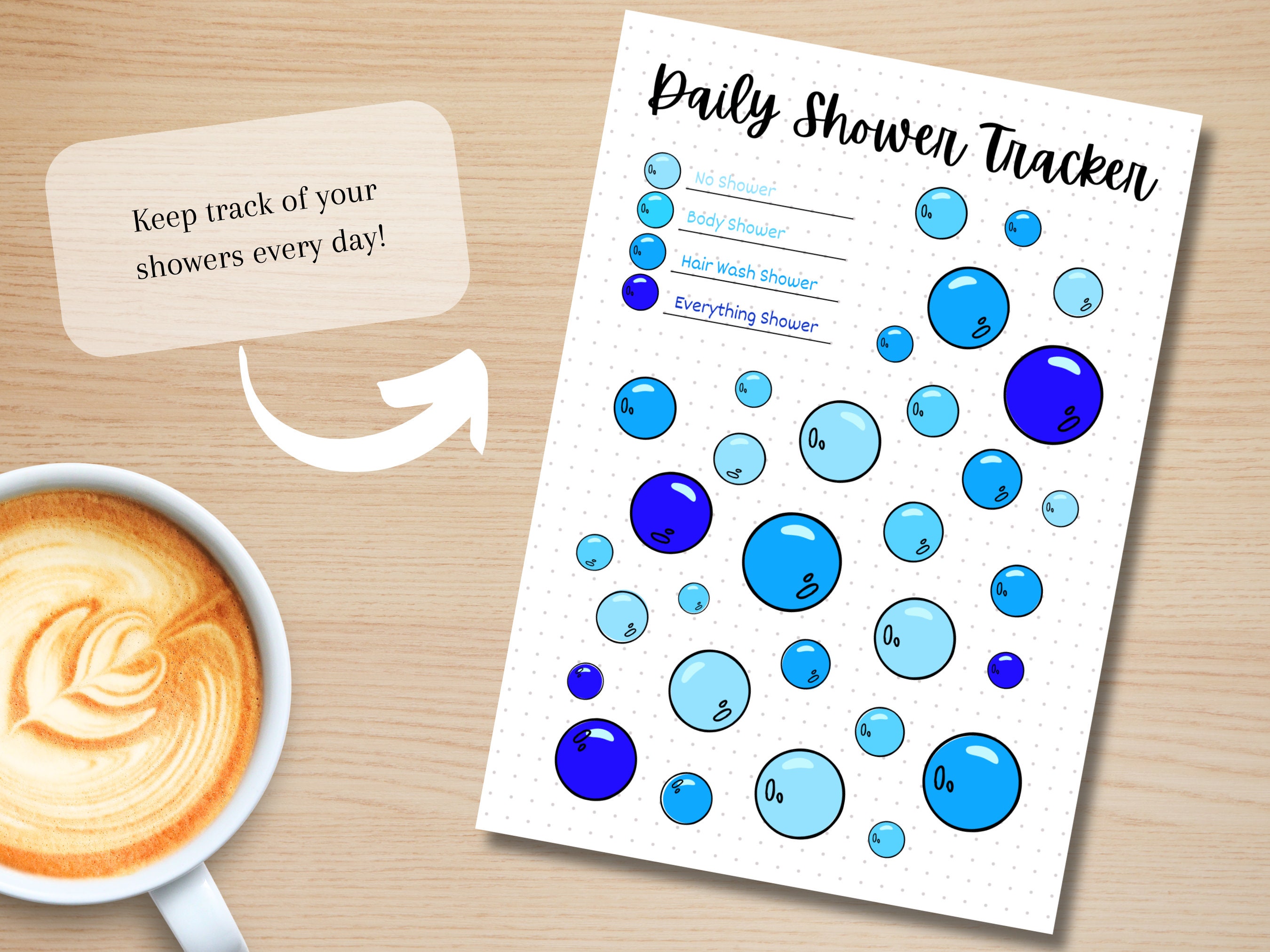 Daily Shower Tracker - PRINTABLE Journal Page - Planner Page - Daily ...