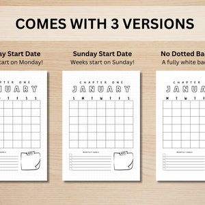 Book Themed Calendar - 12 Month Calendar Pages - Journal Calendar ...