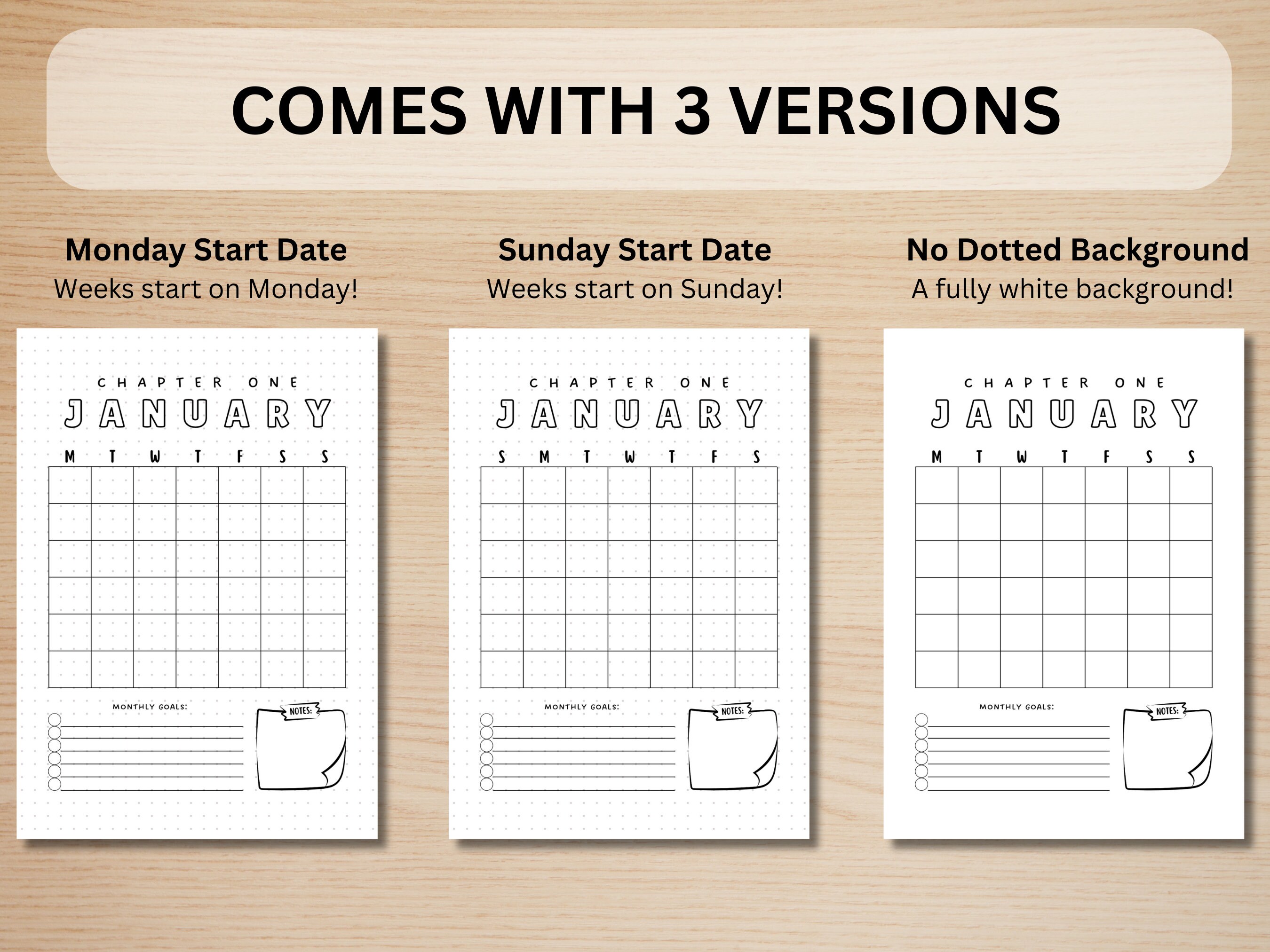 Book Themed Calendar - 12 Month Calendar Pages - Journal Calendar ...