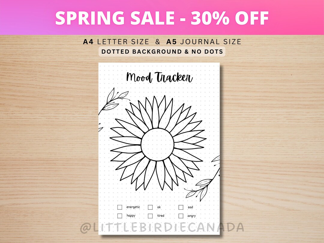 Sunflower Mood Tracker - PRINTABLE Journal Page - Planner Page ...