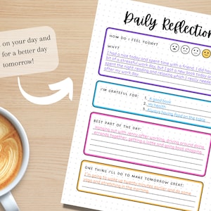 Daily Reflection Journal - PRINTABLE Gratitude Journal Page - Planner ...
