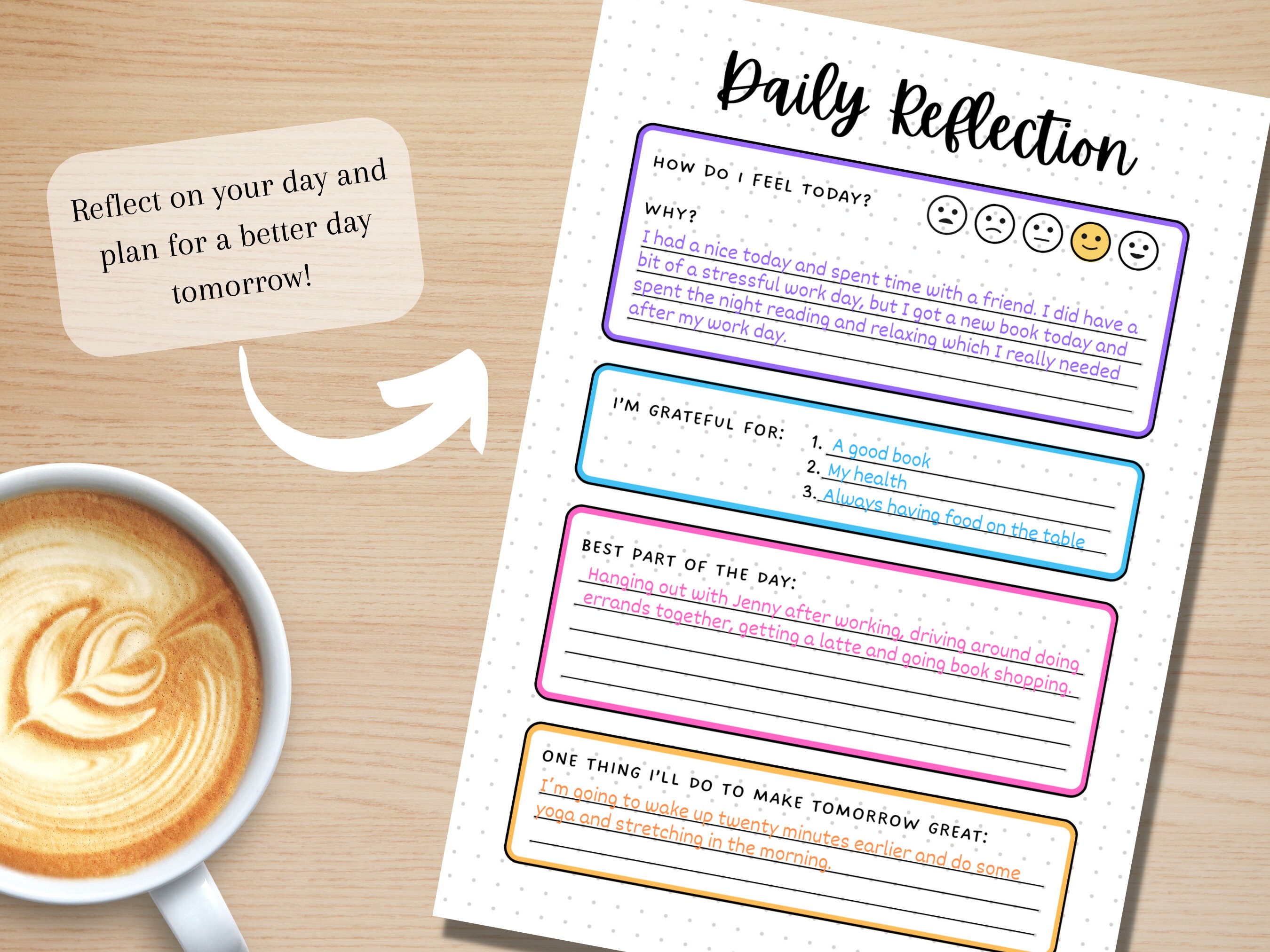 Daily Reflection Journal - PRINTABLE Gratitude Journal Page - Planner ...